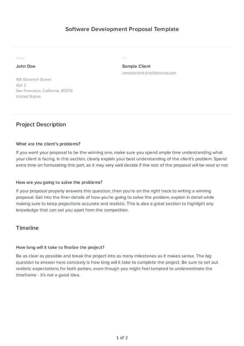 Free Software Development Proposal Template PDF Bonsai